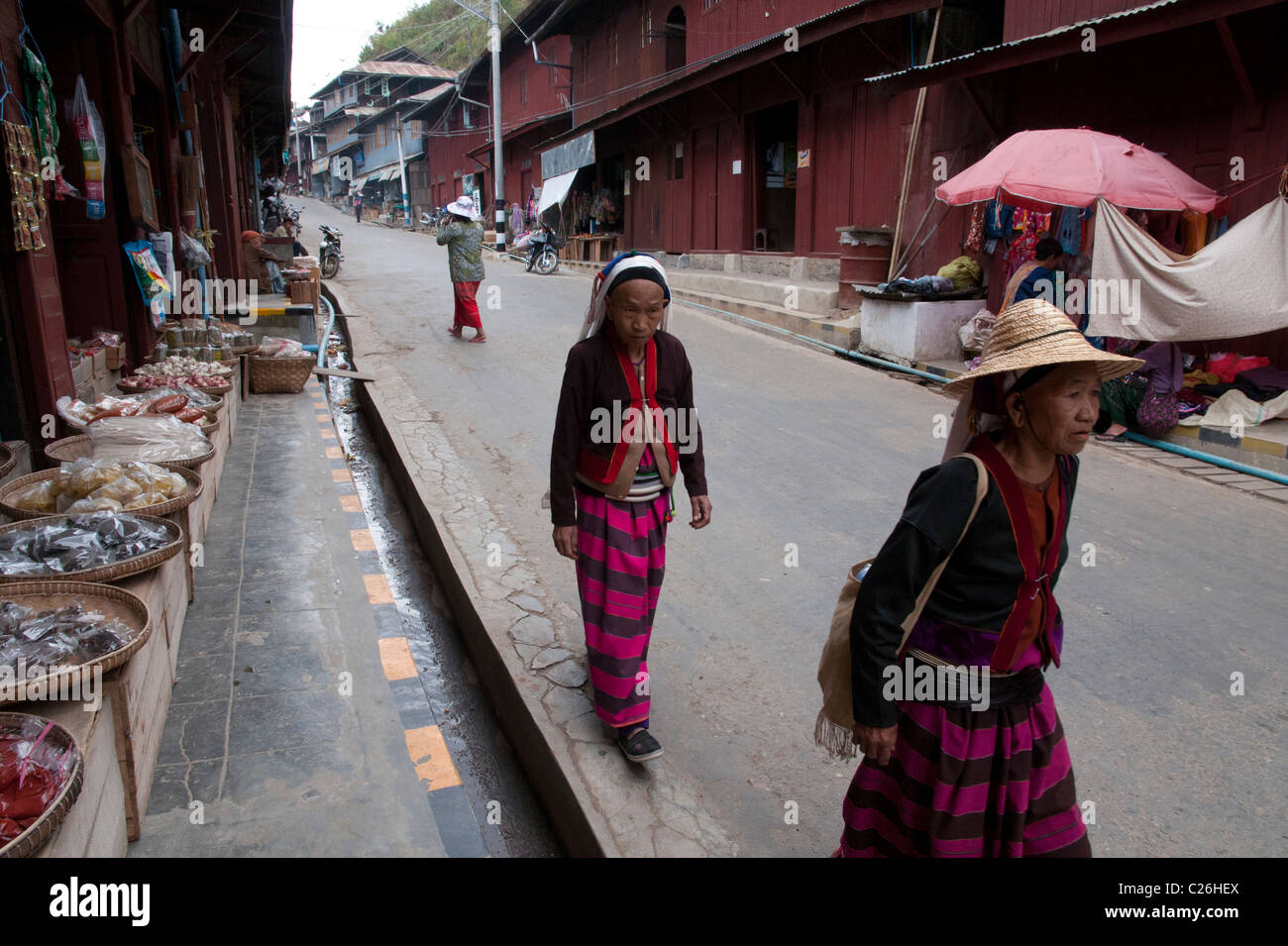 street scene. Nahmsan town. Northern Shan State. Myanmar Stock Photo ...