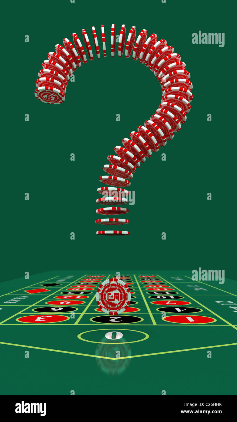 casino chips on the gambling table in the form of a question mark Stock ...