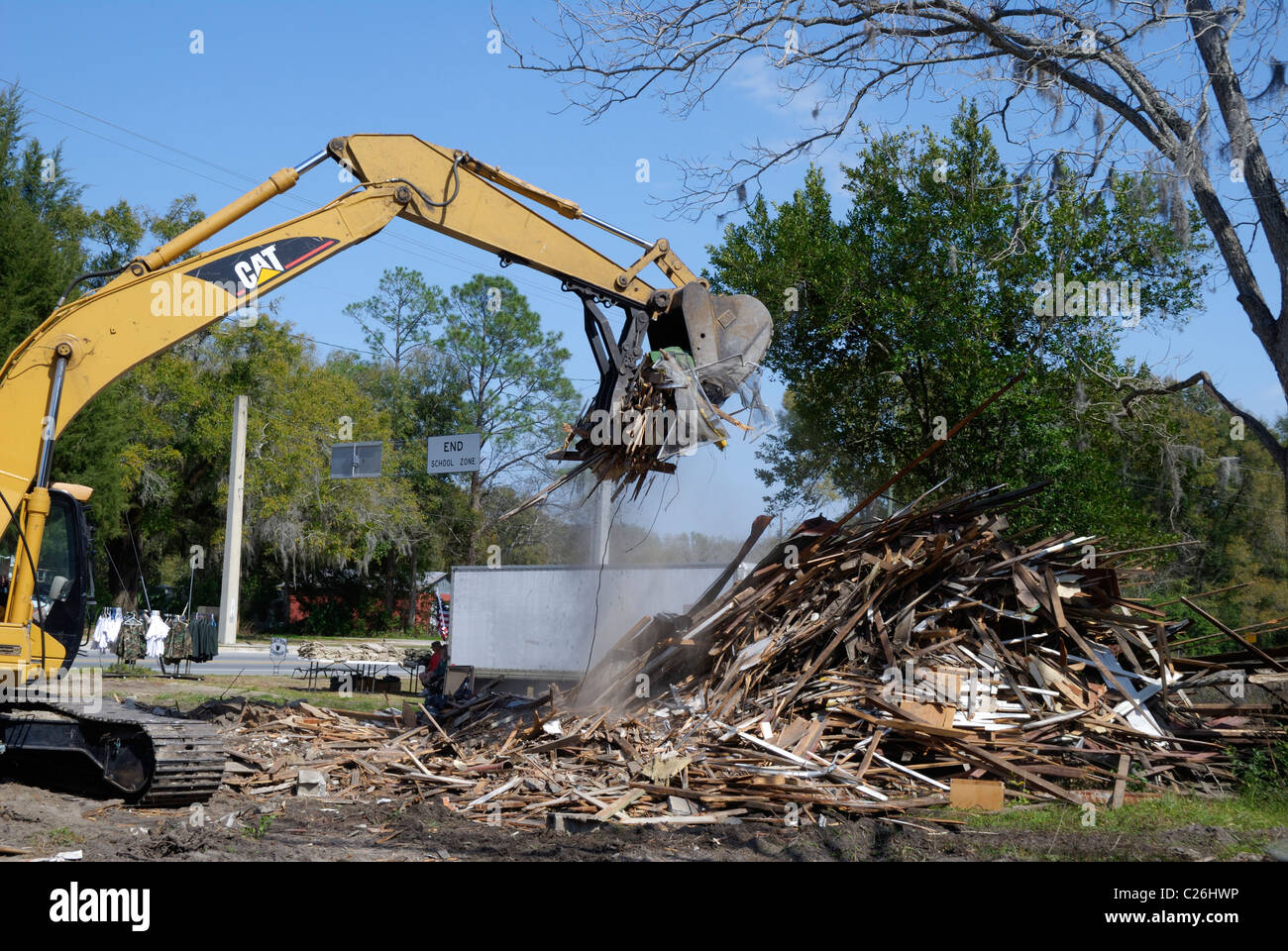 demolition of old structure in small North Florida Town of Fort White ...