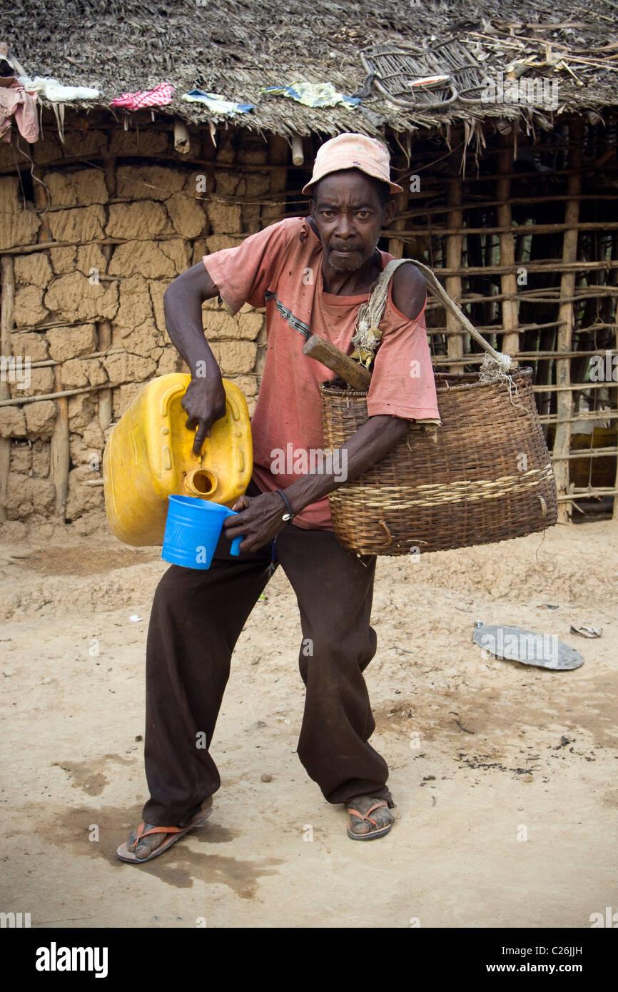 A man drinking alcohol ,Betou,Ubangi River Republic of Congo Stock ...