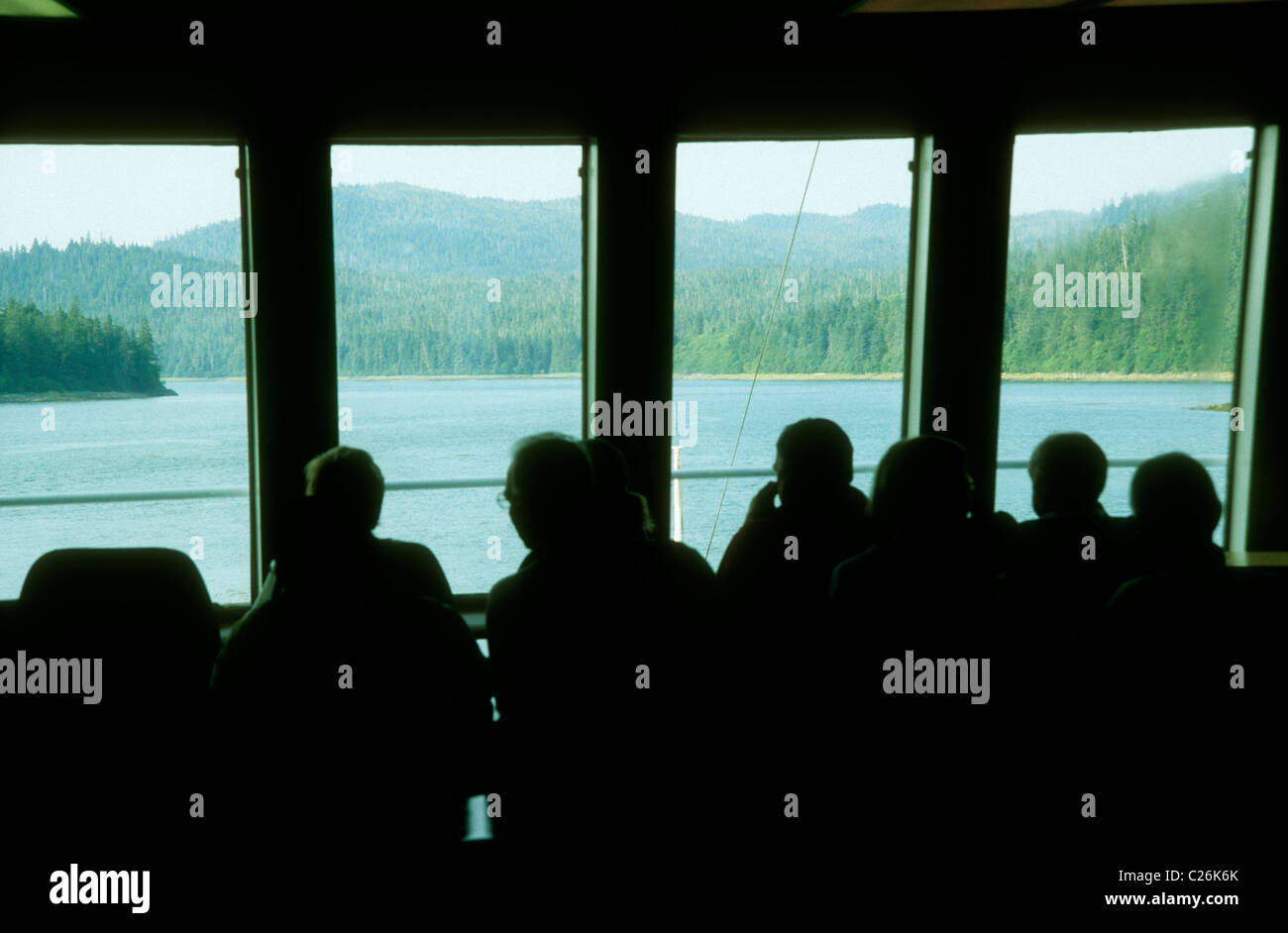 Passengers watching the approach to the Wrangell Narrows from the ...