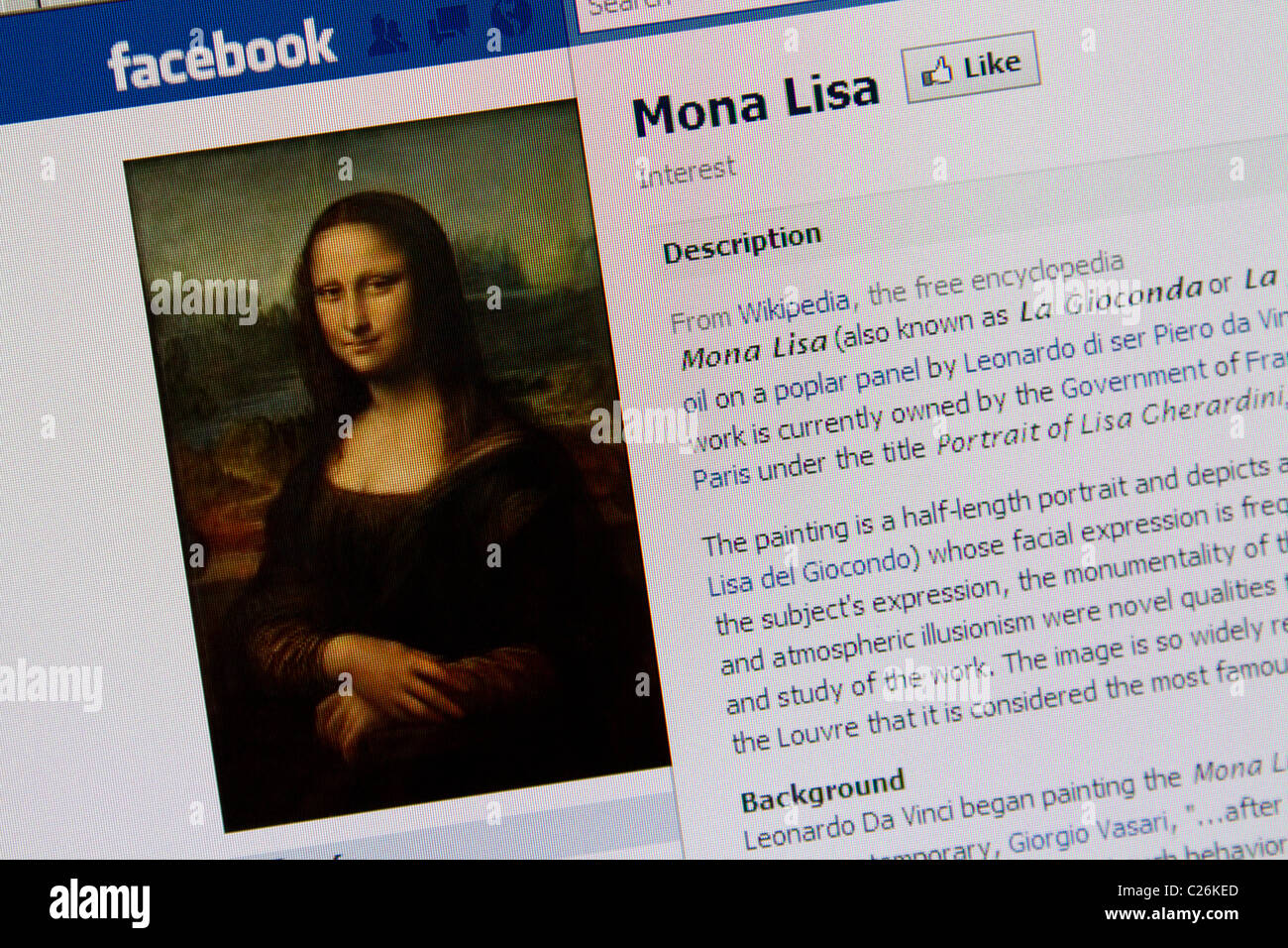 Mona Lisa facebook Stock Photo - Alamy