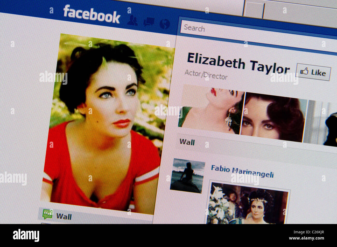 Elizabeth Liz Taylor facebook online fanclub Stock Photo - Alamy