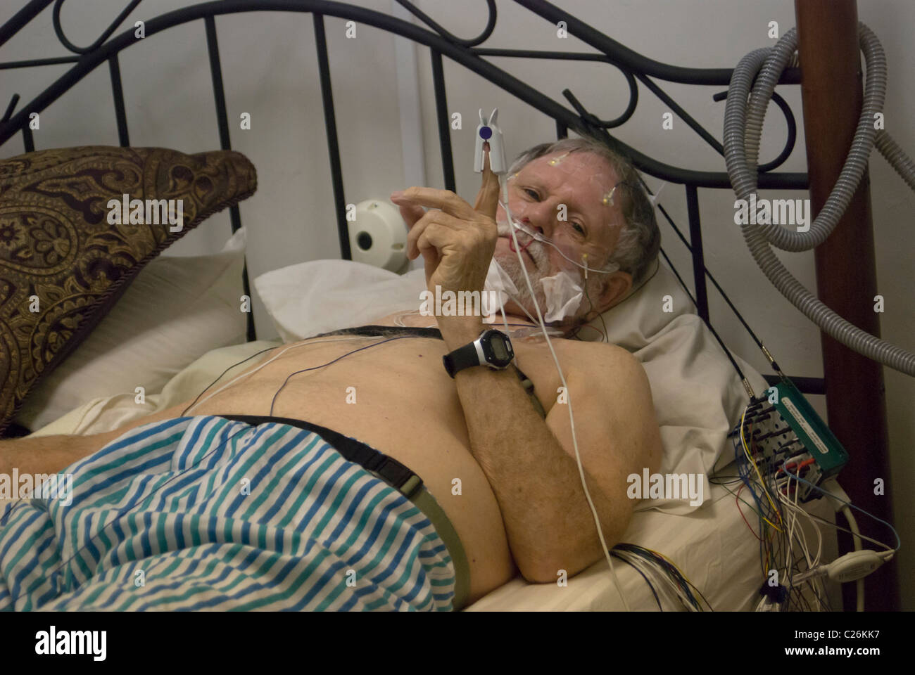 Patient being tested for sleep abnormalities in Gainesville Florida ...
