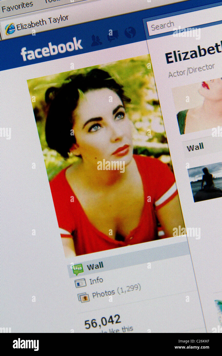 Elizabeth Liz Taylor facebook online fanclub Stock Photo - Alamy
