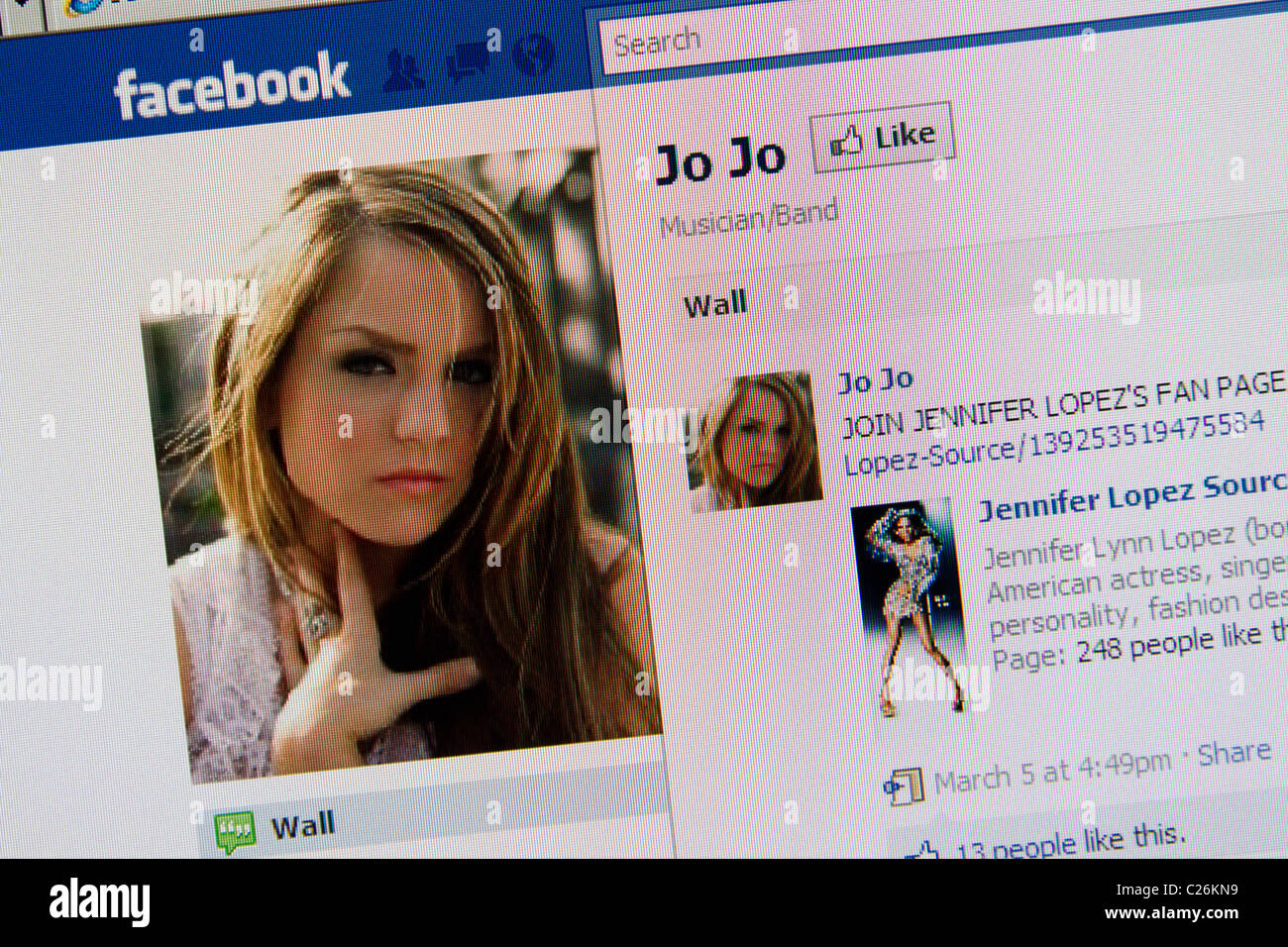 Jo Jo Singer facebook fanpage Stock Photo - Alamy