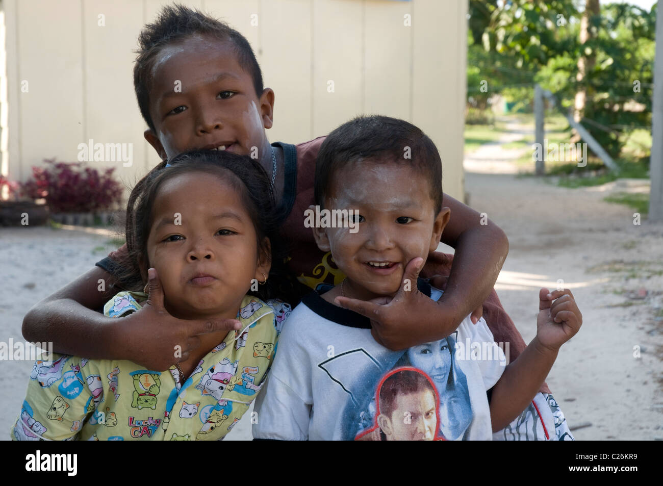 Portrait of three Thai children, Koh Lipe, Thailand Stock Photo - Alamy