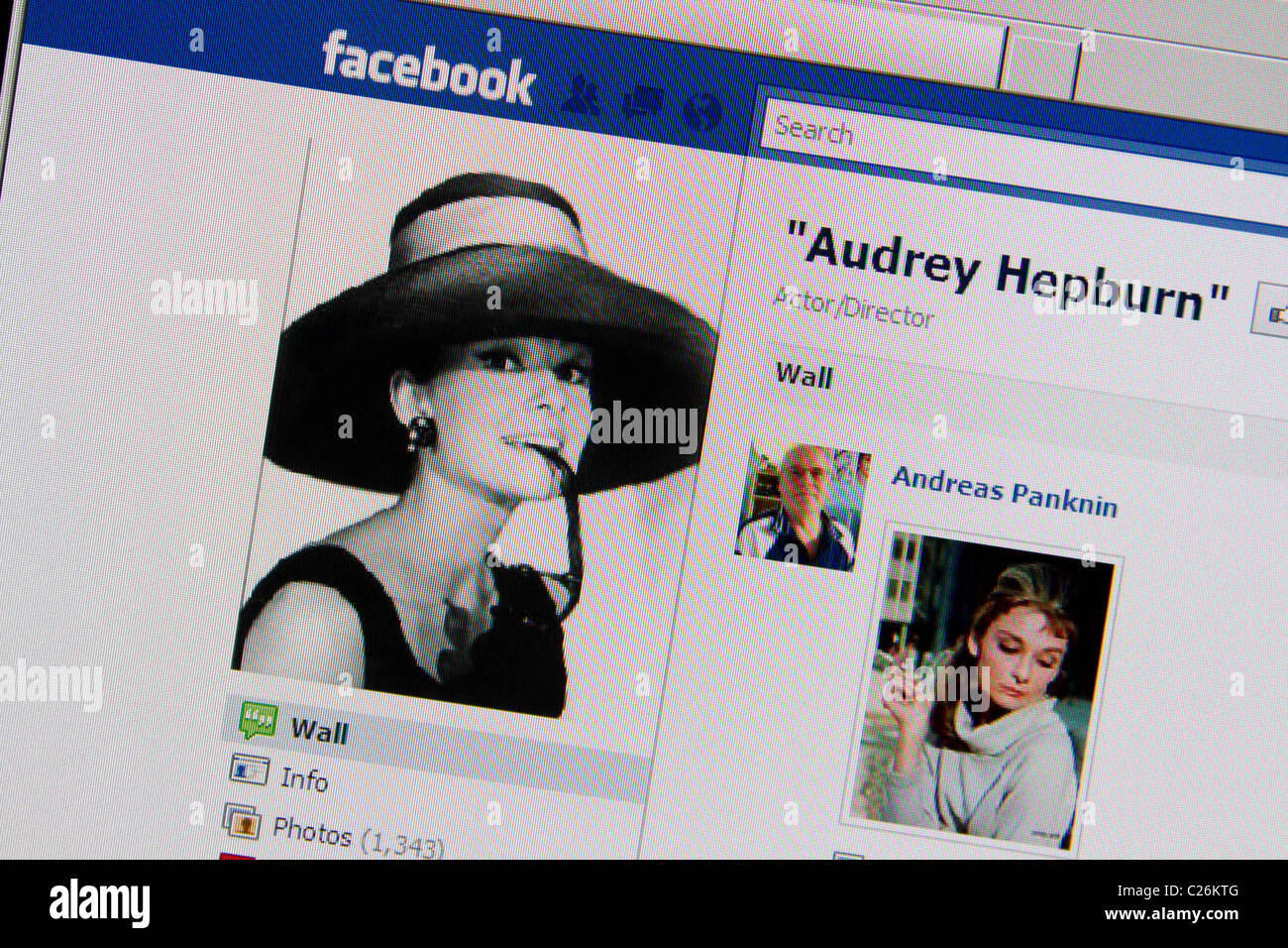 Audrey Hepburn facebook fanpage Stock Photo - Alamy