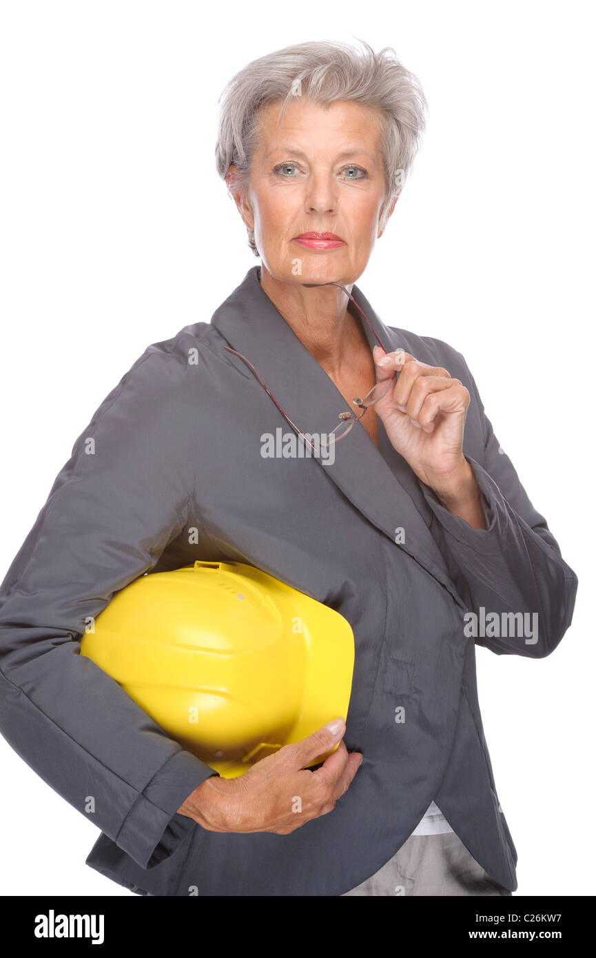Full isolated portrait of a senior engineer Stock Photo - Alamy