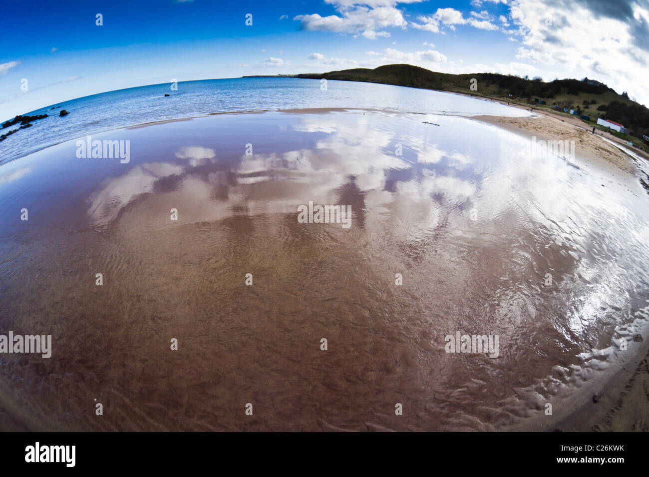 Coldingham Beach and bay, Scottish Borders, UK - incoming tide and ...