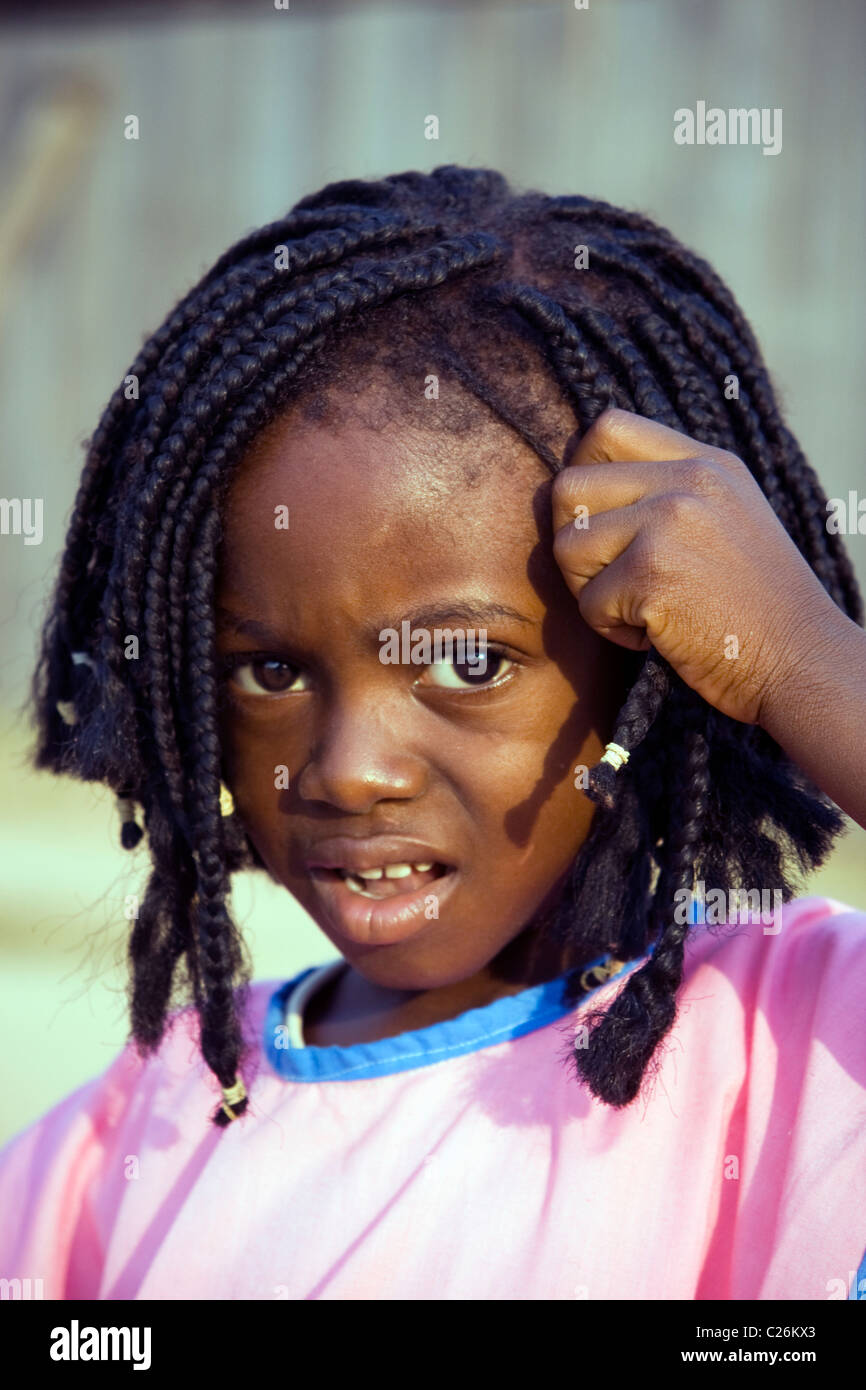 A young plaited girl ,Betou ,Ubangi River ,Republic of Congo Stock ...