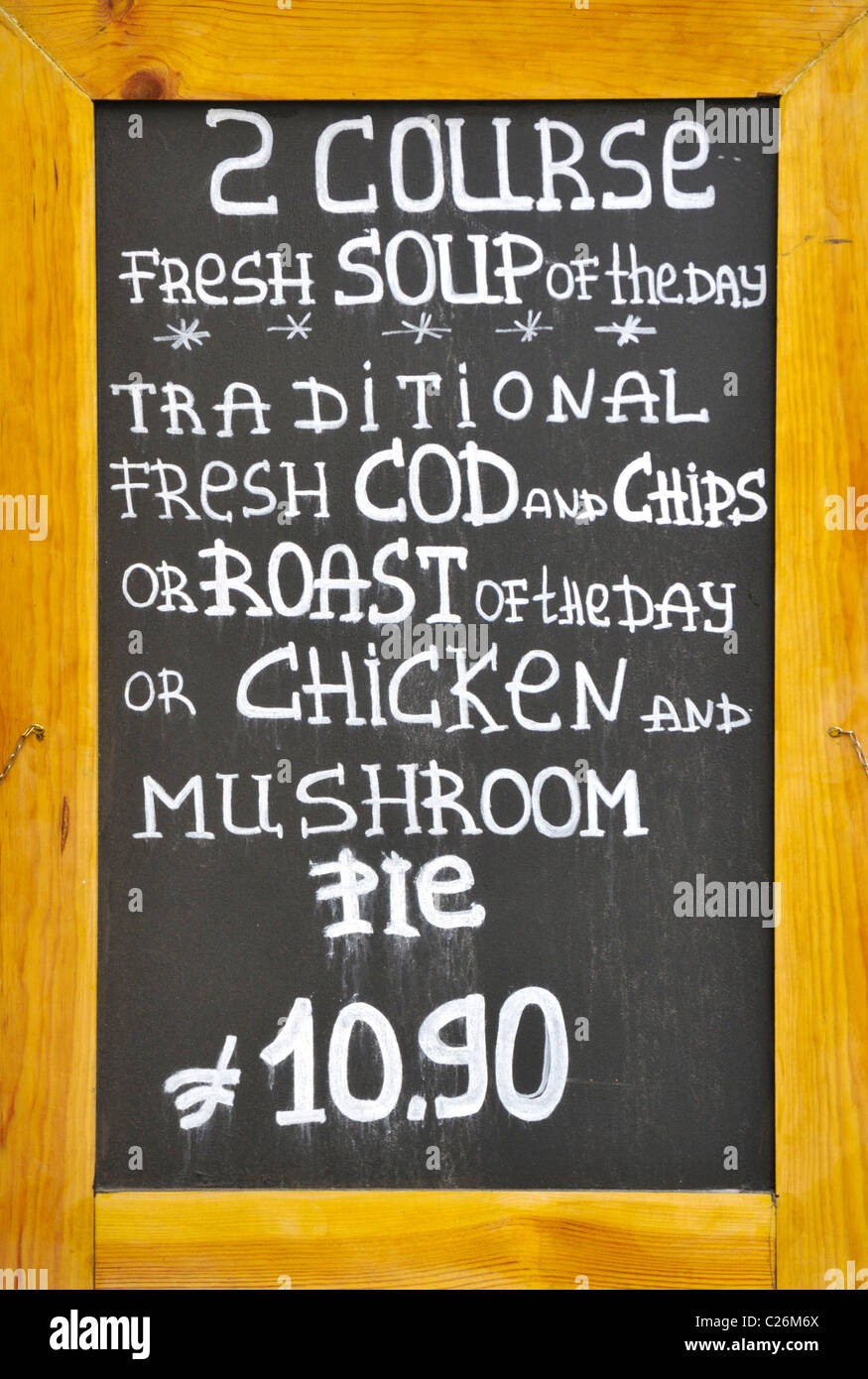 Two Course Meal Menu At London Greenwich Restaurant Stock Photo Alamy