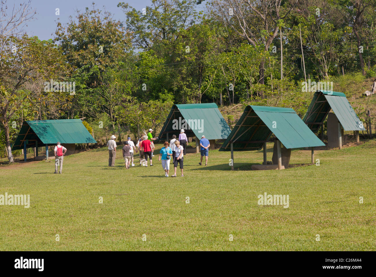 Tourists visiting Izapa archaeological site, Chiapas, Mexico Stock ...