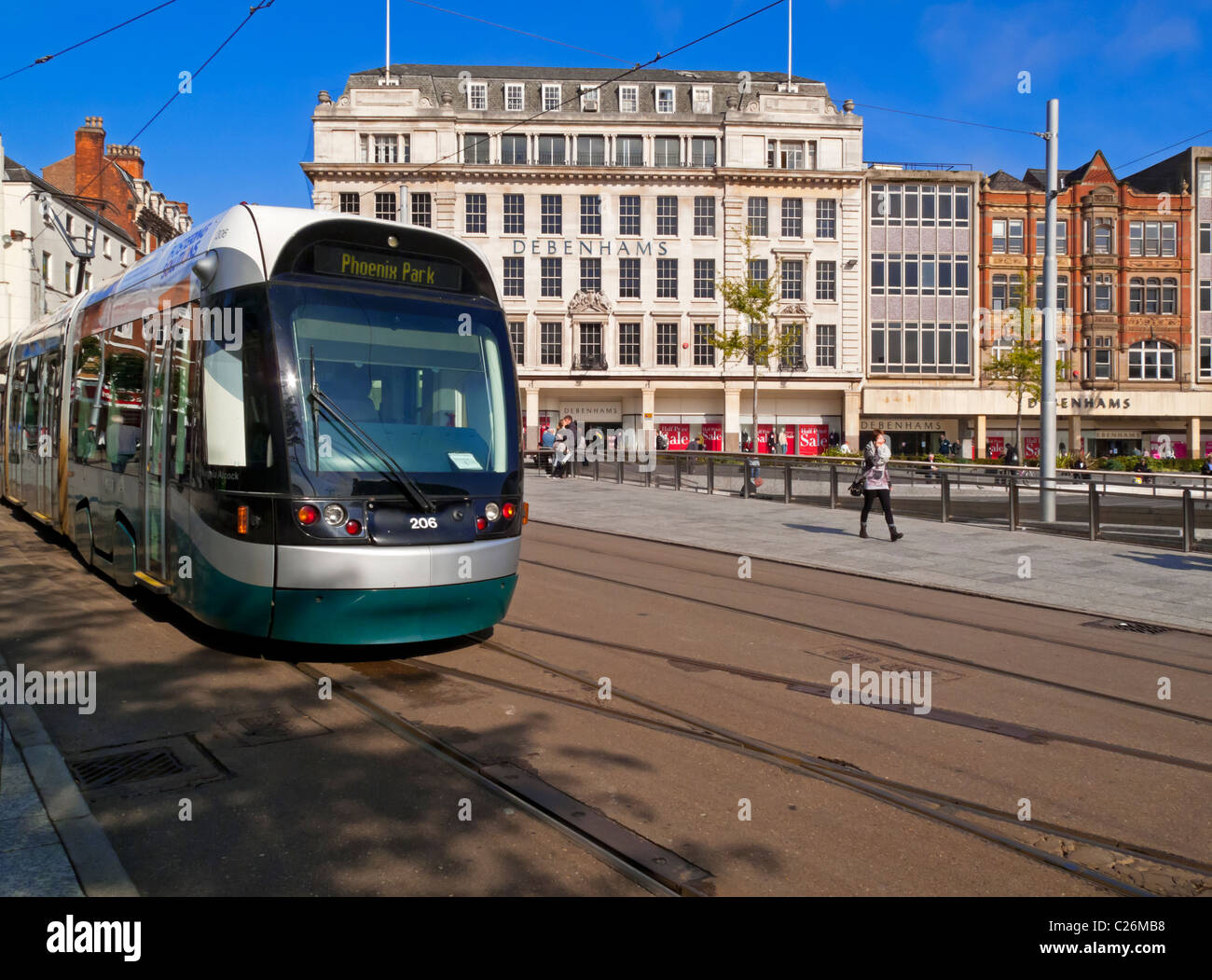 Tram in Nottingham city centre England UK operated by Nottingham ...