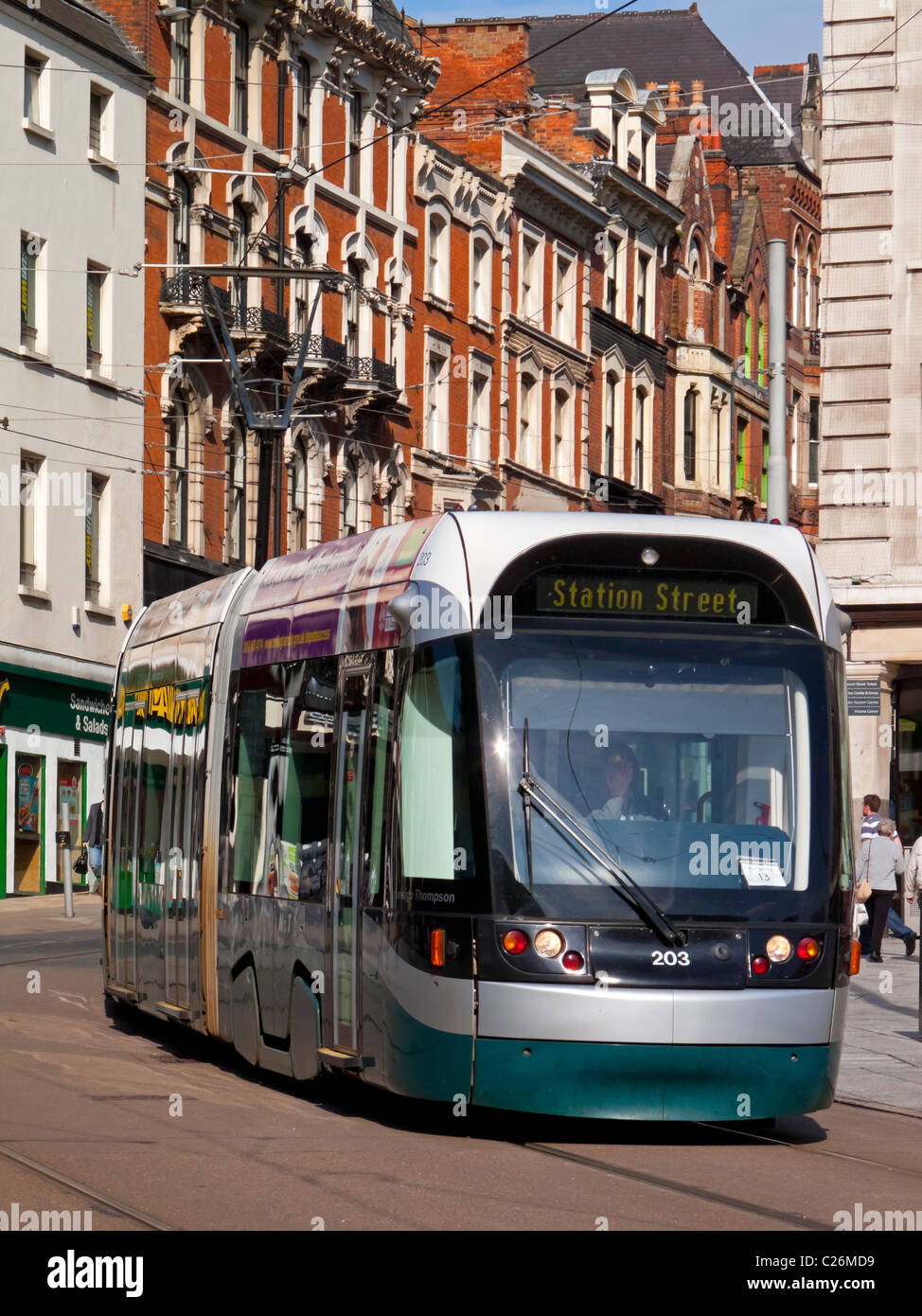 Tram in Nottingham city centre England UK operated by Nottingham ...