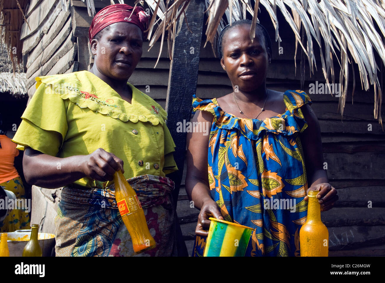 Sale of palm oil ,Betou, Ubangi River ,Republic of Congo Stock Photo ...