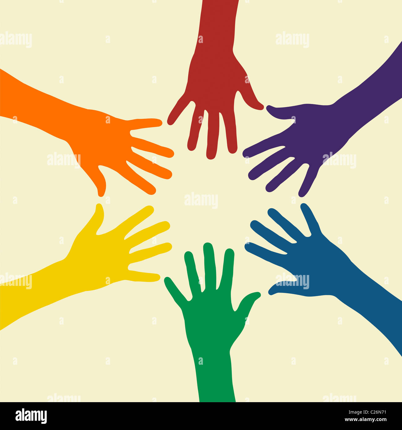 Rainbow hands illustration over a light background. Vector file ...