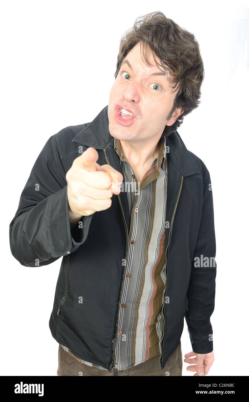 An angry guy yelling and finger pointing Stock Photo - Alamy