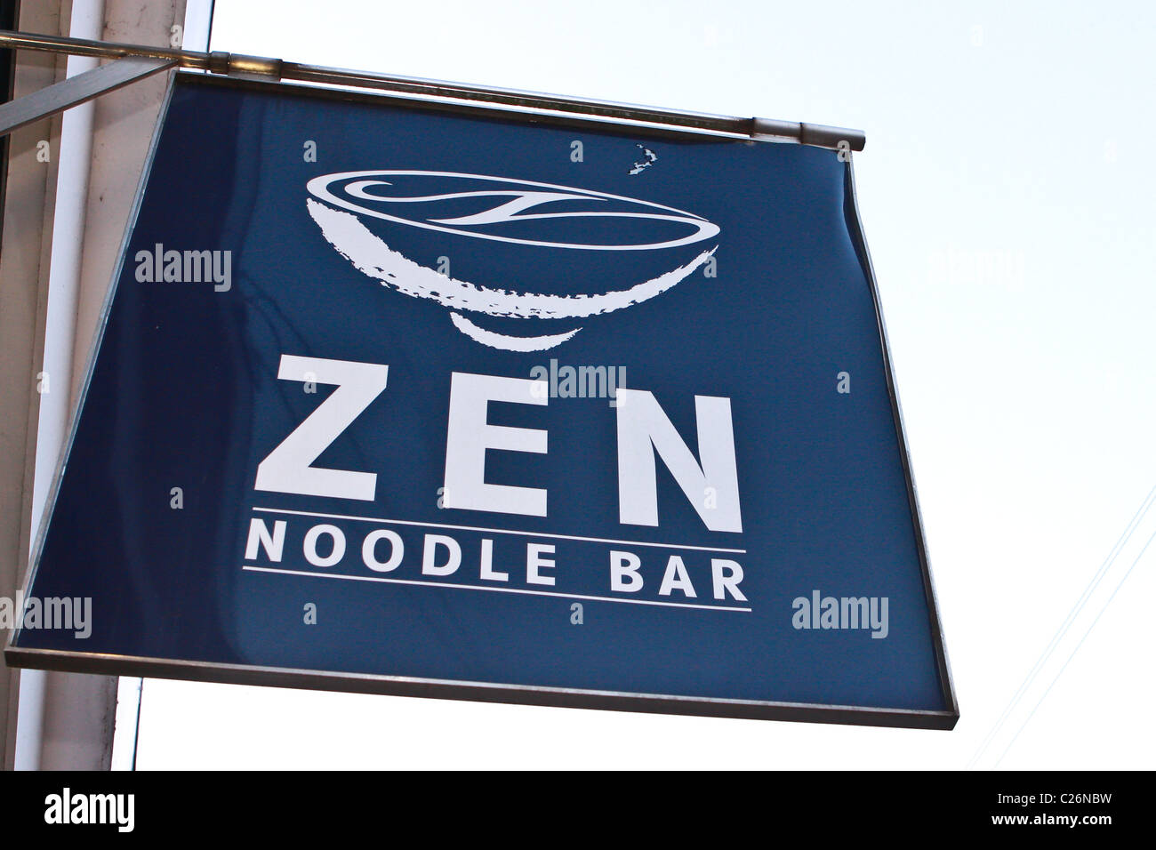 Zen noodle bar sign in Bury St Edmunds Stock Photo - Alamy