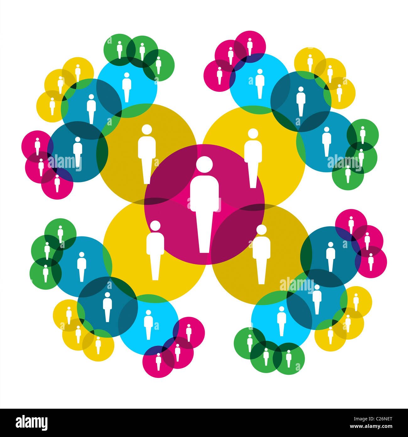 Web social relationship diagram showing people silhouettes connected by ...