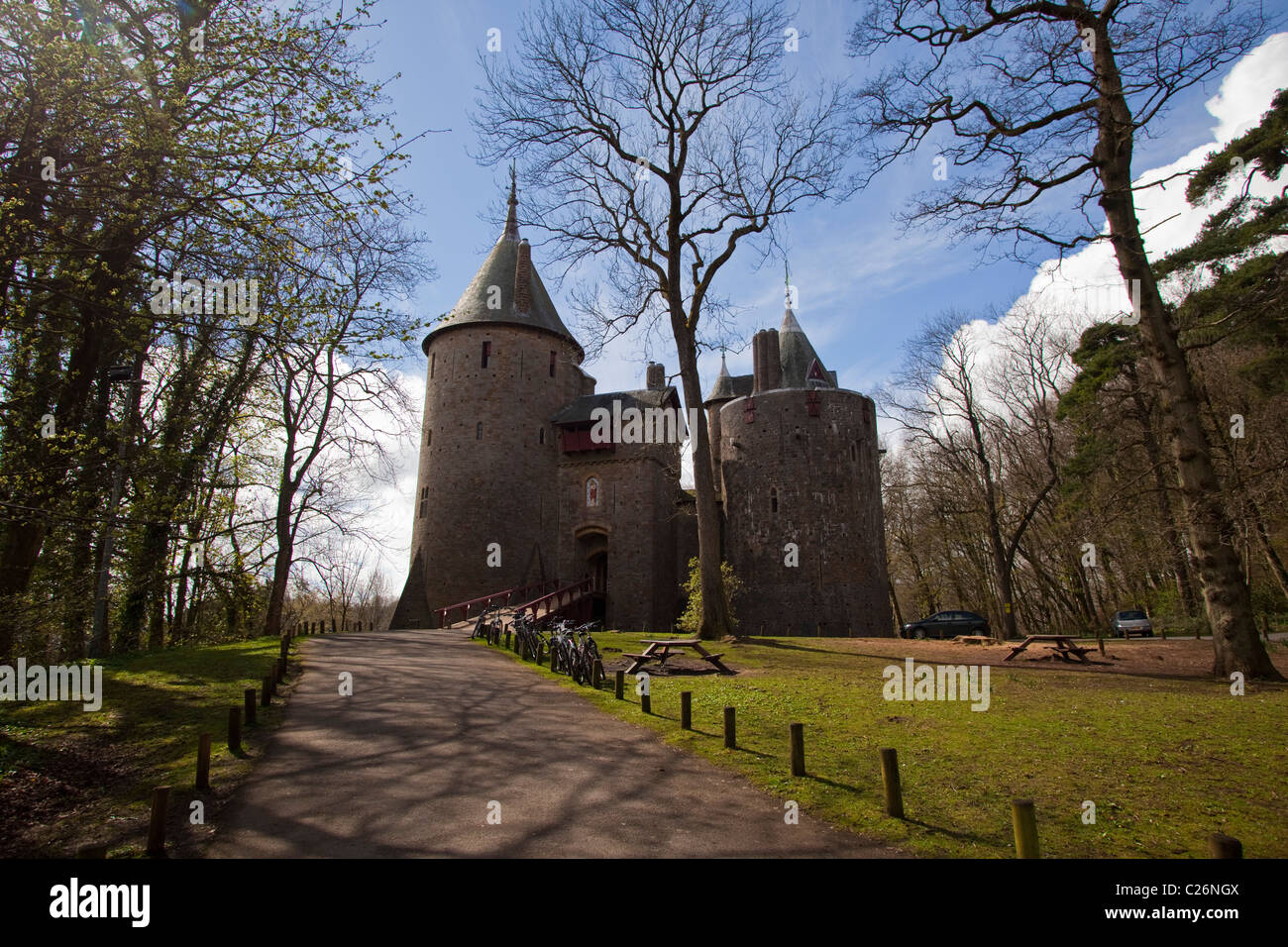 Main gate entrance General view of Castle north view of Castell Coch ...