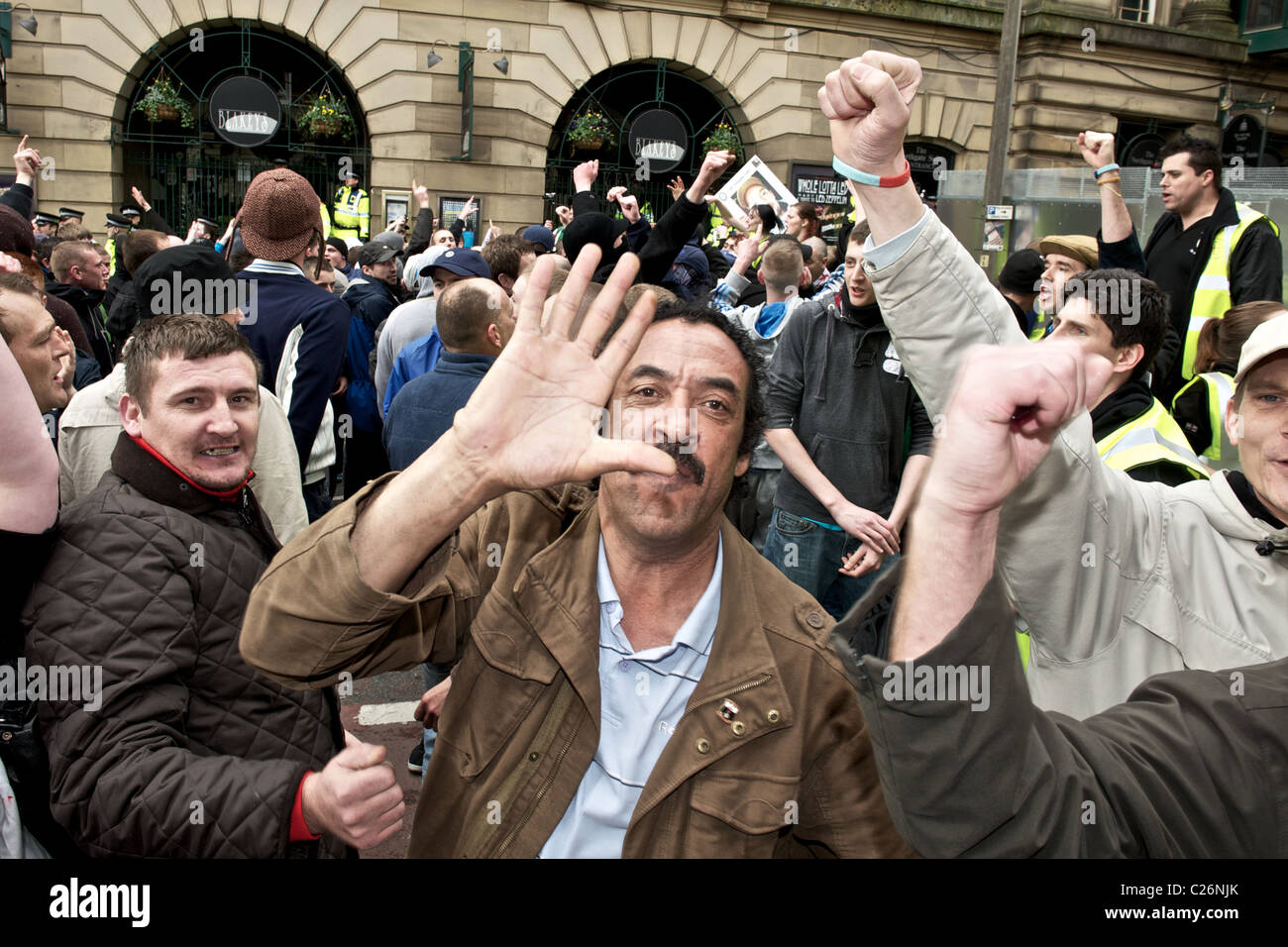 English Defence League (EDL) protest takes place in Blackburn, Lancs ...