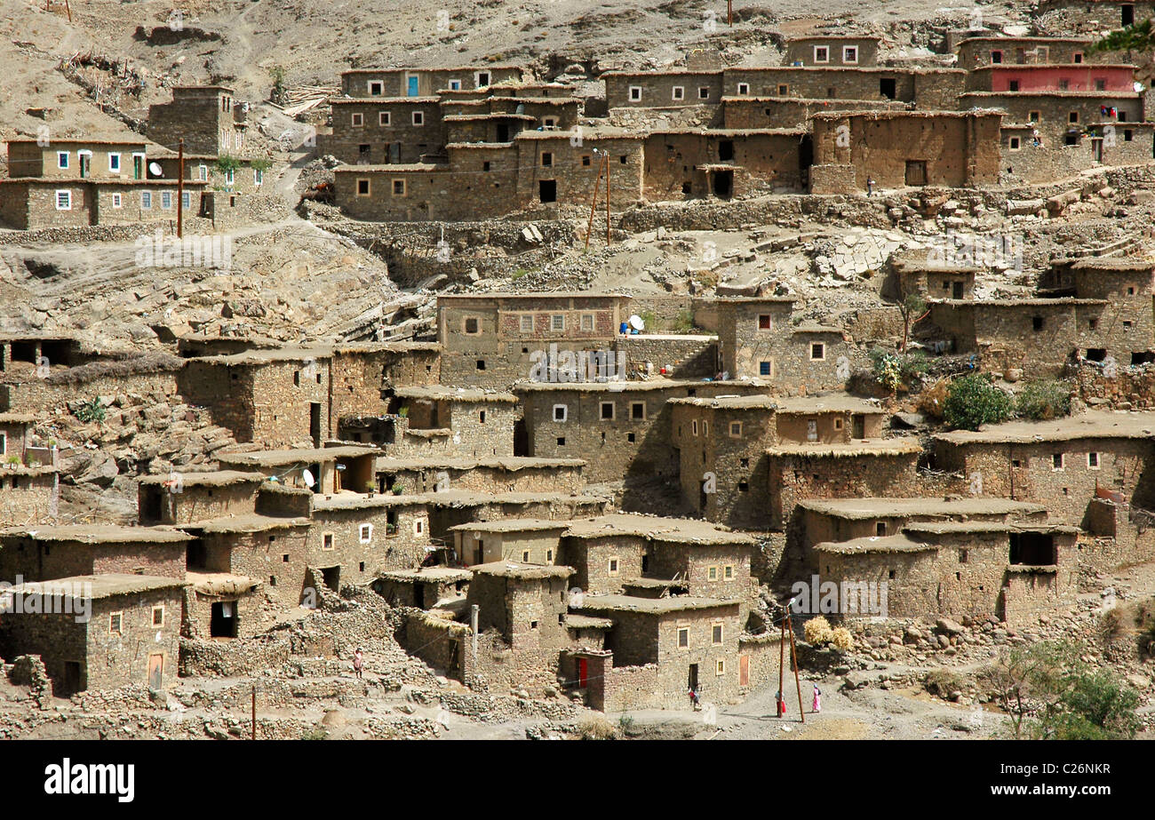 Typical Atlas mountains berber village. South, Ouarzazate region ...