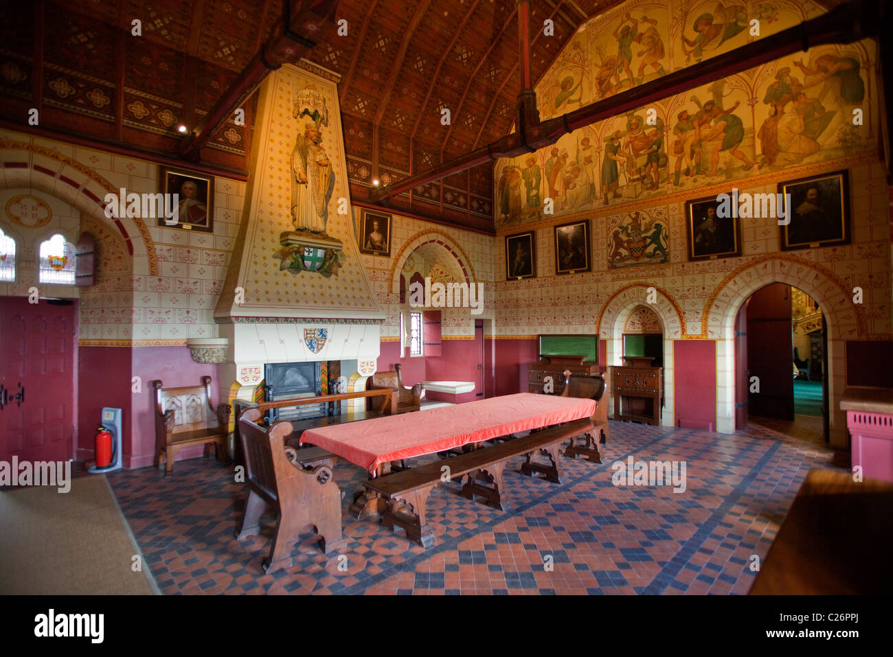 Dining room and fire place at Castell Coch Tongwynlais,Cardiff Wales UK ...