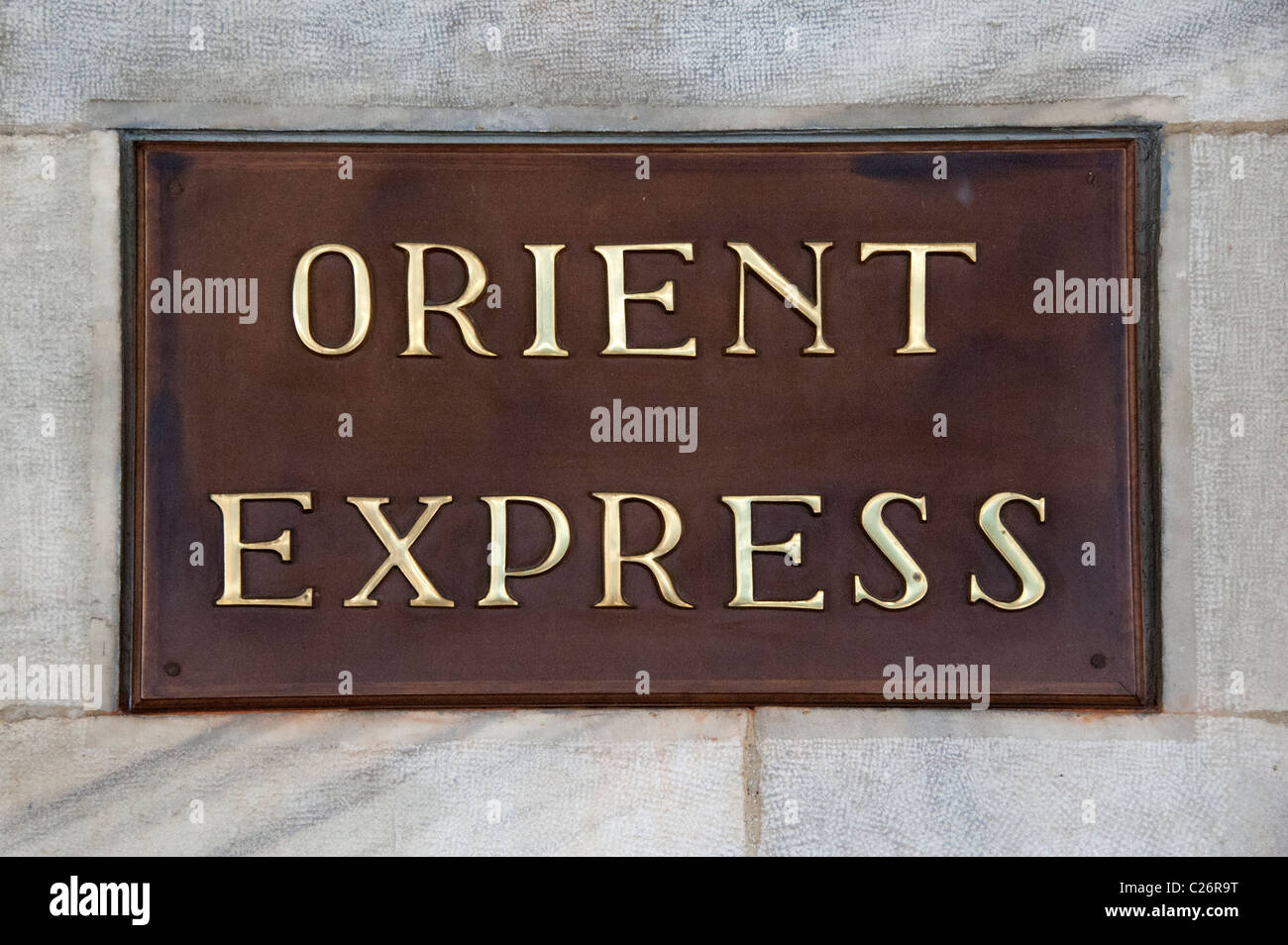 Orient Express plate in Istanbul Sirkeci Terminal, Turkey Stock Photo ...