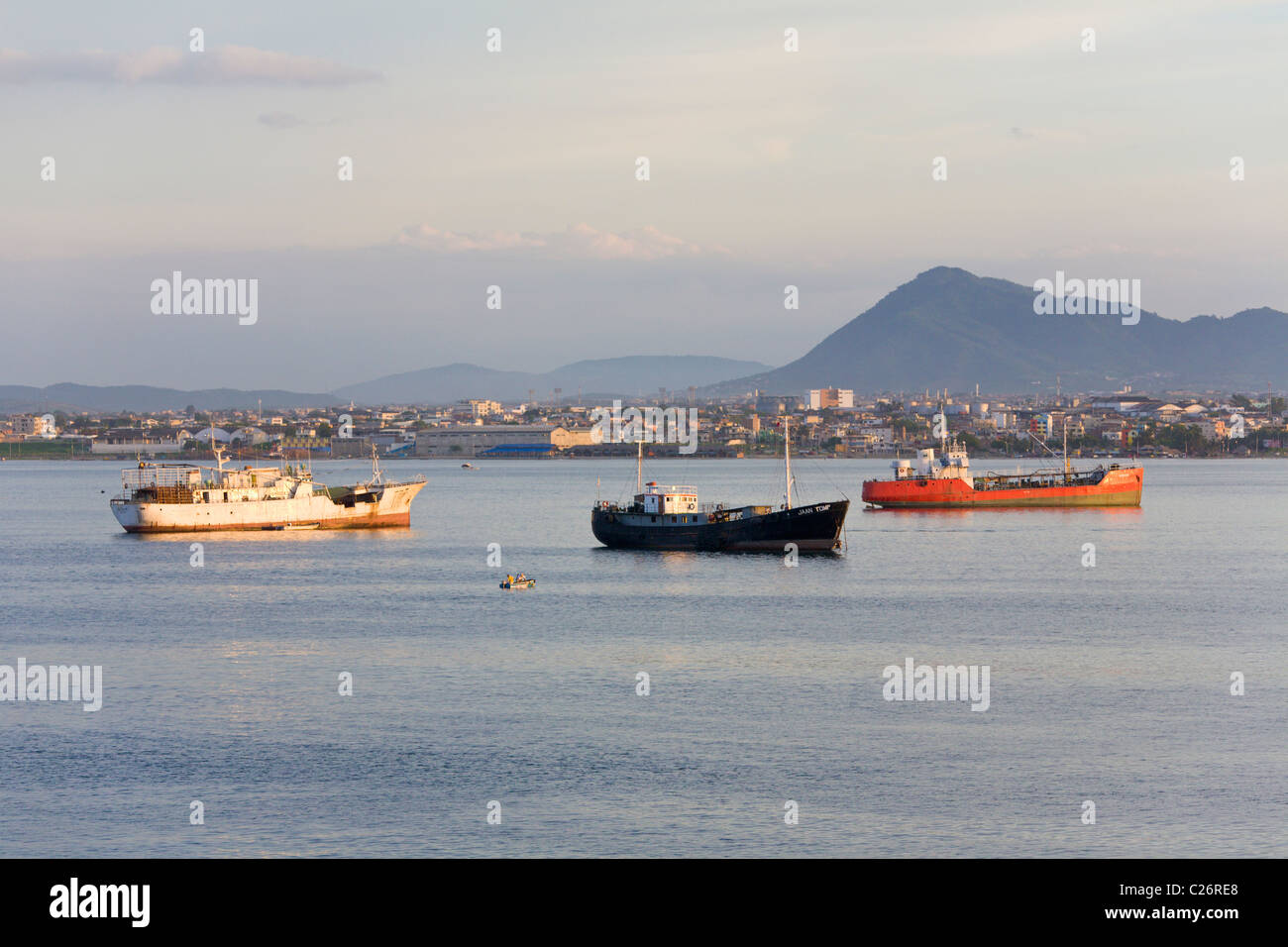 Fishing boats, port and city of Manta, Ecuador Stock Photo - Alamy