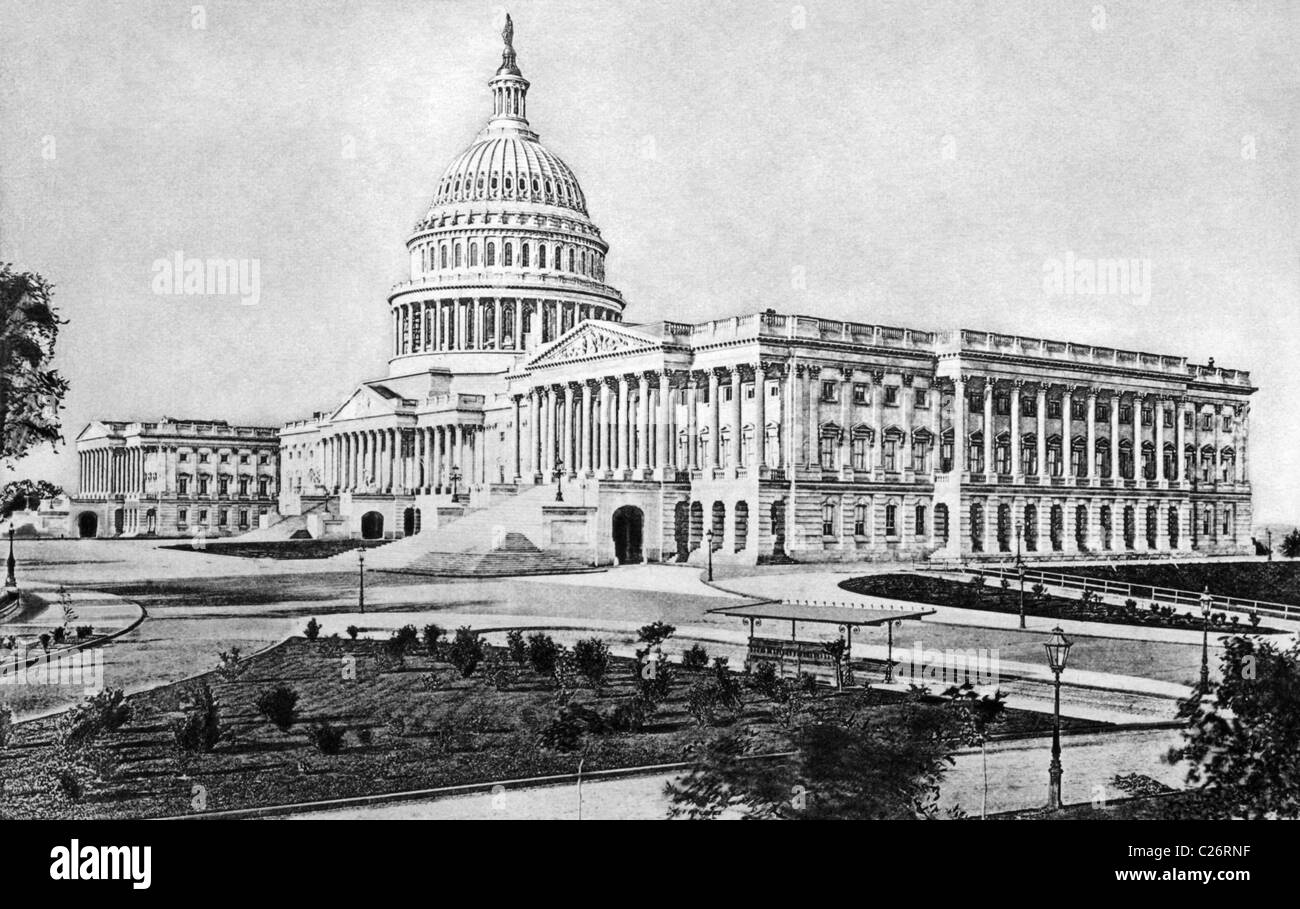American building engraving Black and White Stock Photos & Images - Alamy