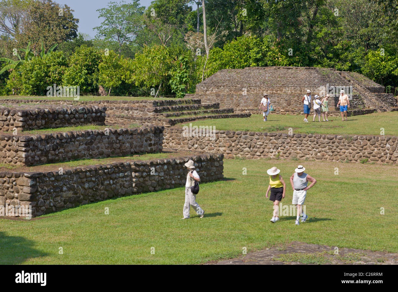 Tourists visiting Izapa archaeological site, Chiapas, Mexico Stock ...