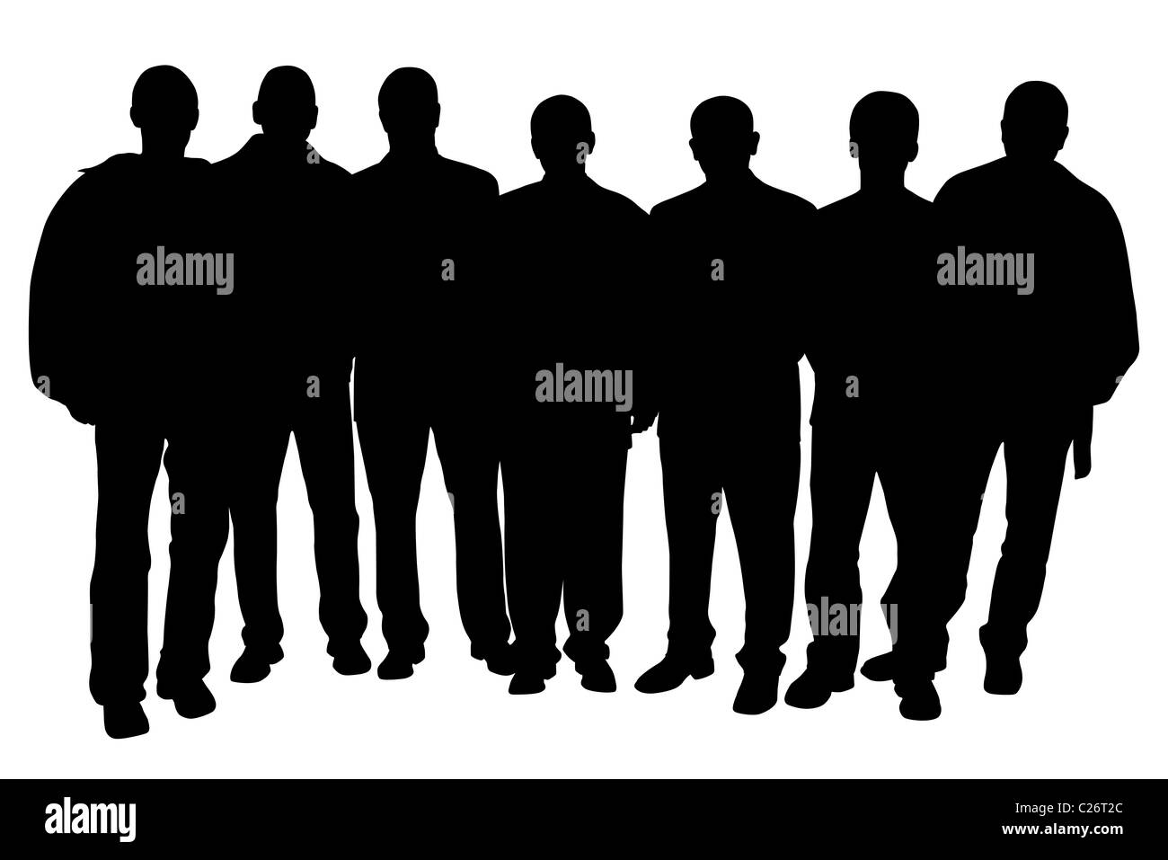 Group of seven people standing Black and White Stock Photos & Images ...