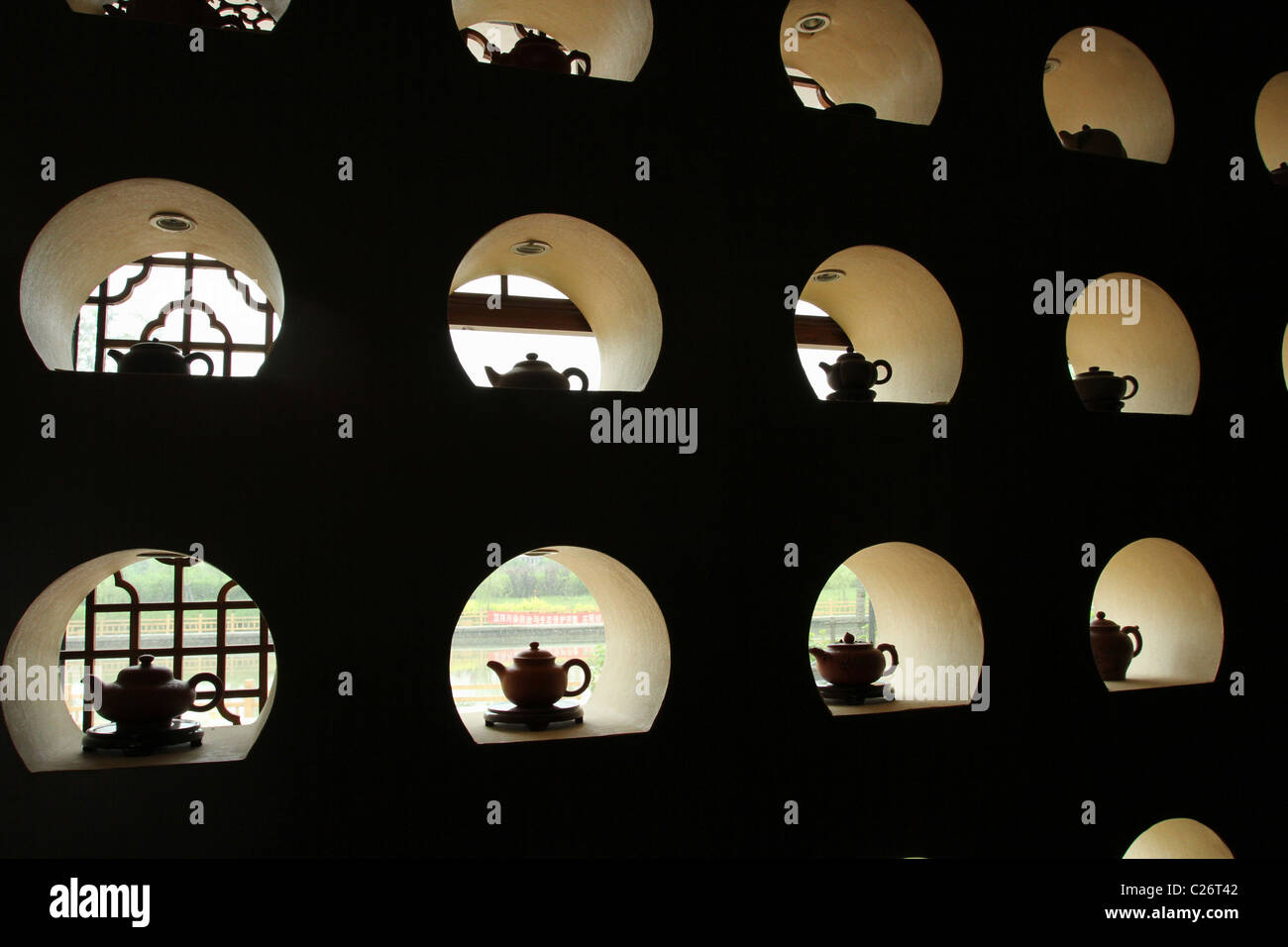 Tea Pot Window Silhouette Display. Tea House at Shanghai Jinqiao ...