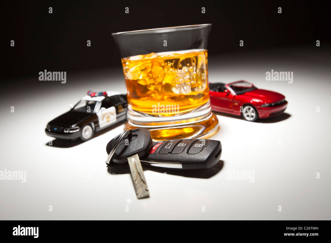 Highway Patrol Police and Sports Car Next to Alcoholic Drink and Keys ...