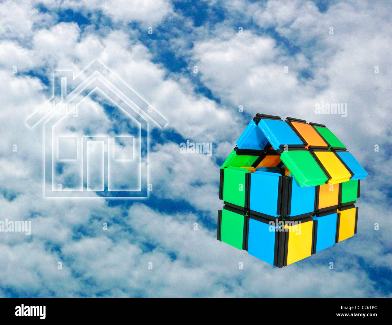 Close up of a model home with Sky Background, Concept Stock Photo - Alamy