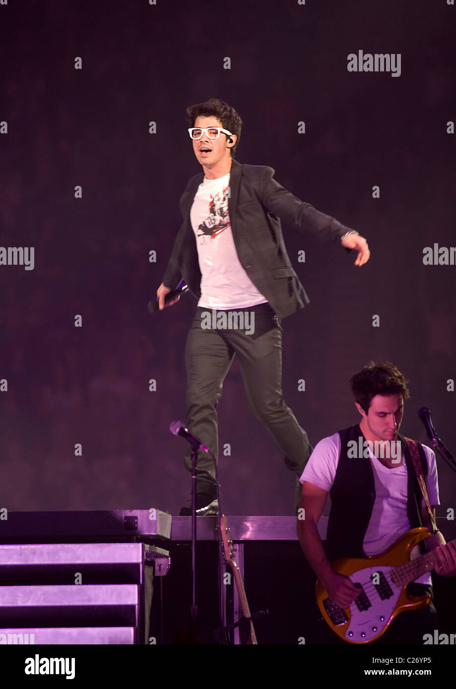 Joe Jonas of the Jonas Brothers performing live in concert at the ...