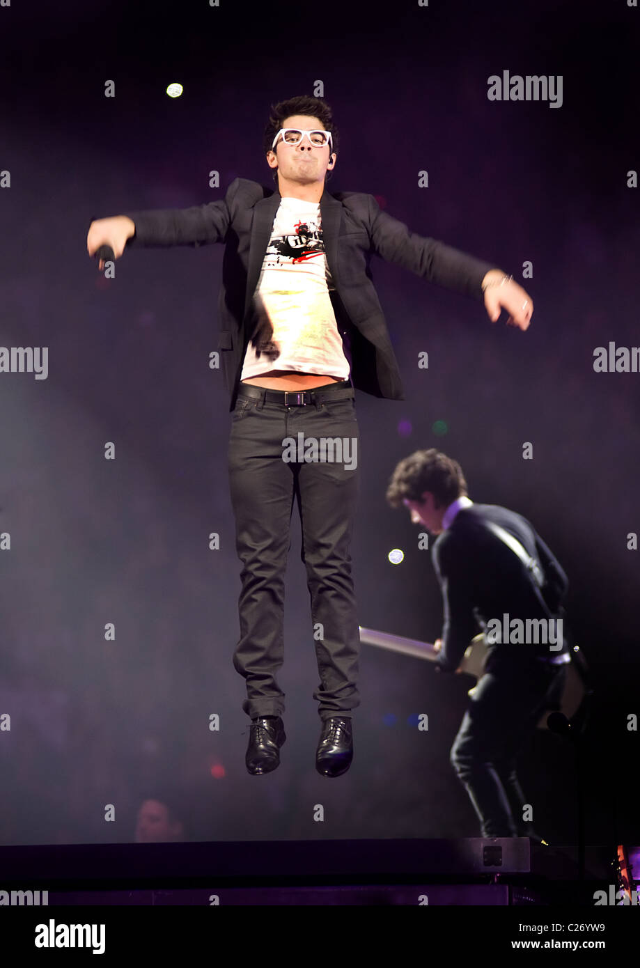 Joe Jonas of the Jonas Brothers performing live in concert at the ...