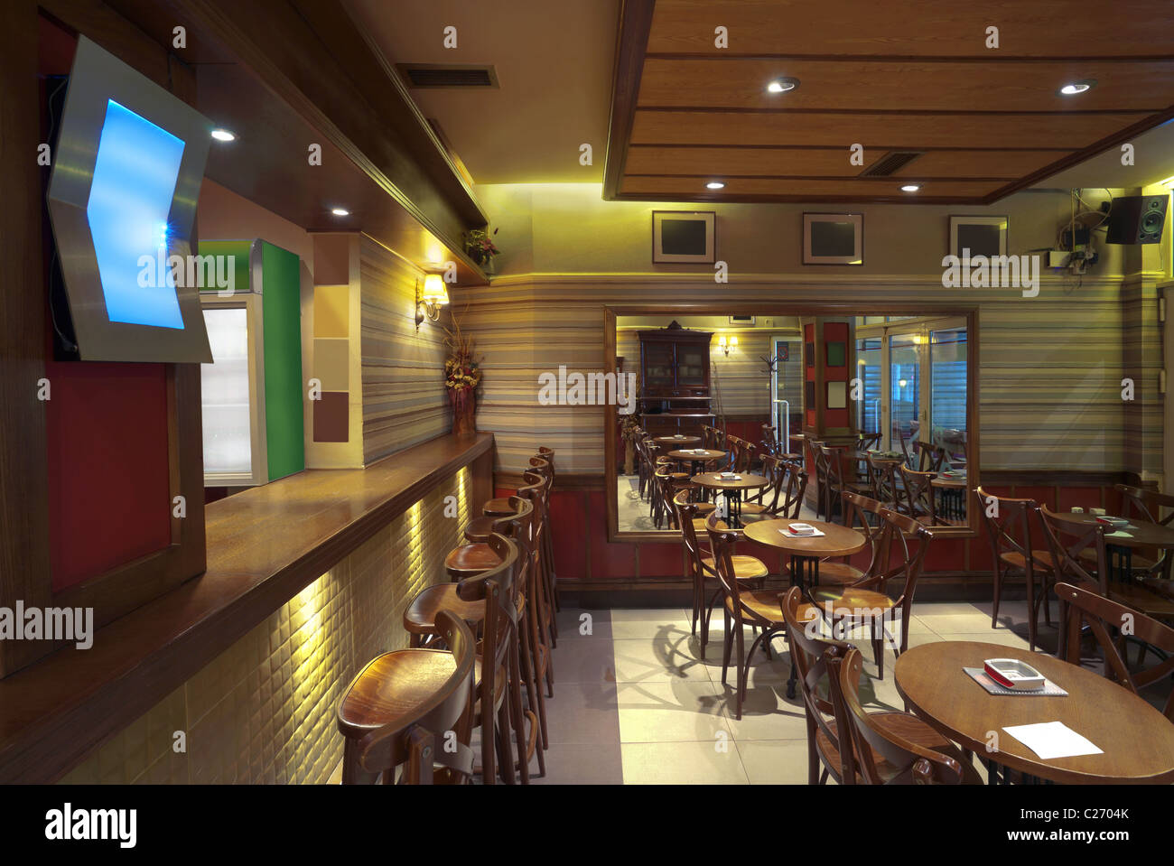 Illuminated cafe interior hi-res stock photography and images - Alamy
