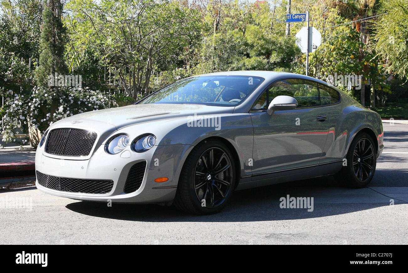 David Beckham shows off his new silver Bentley car in Beverly Hills Los ...