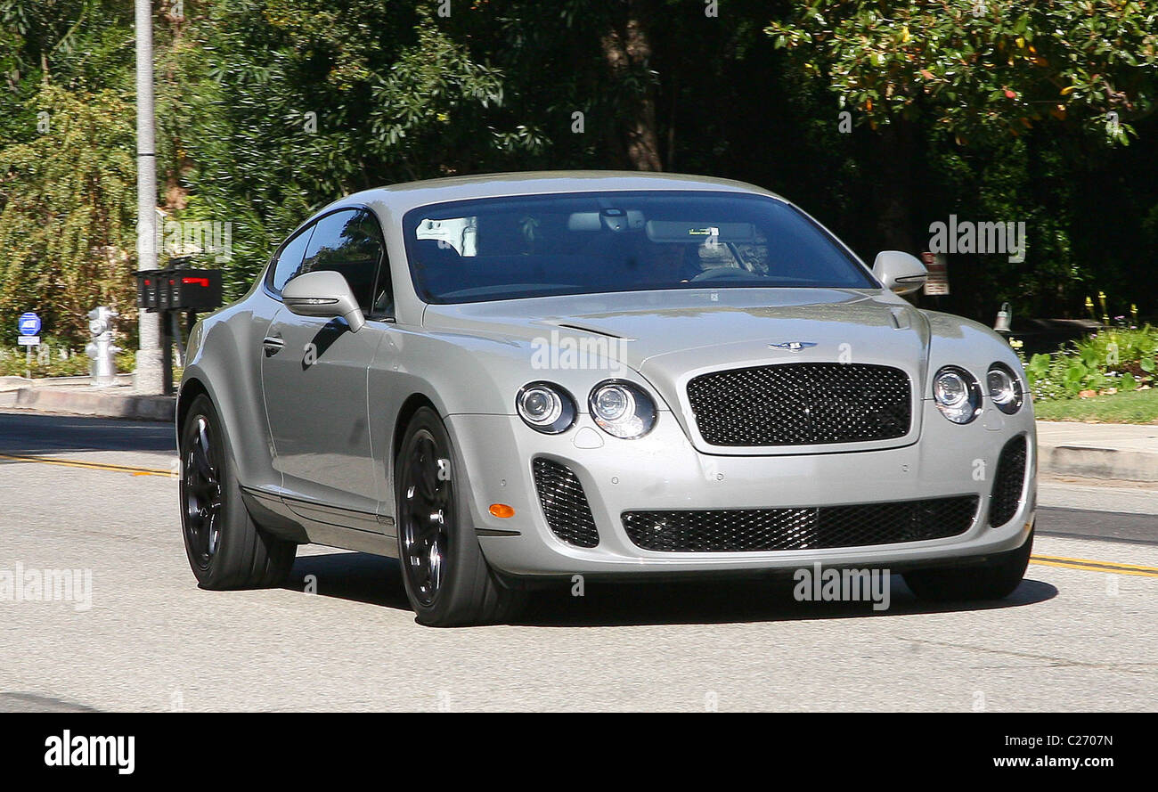 David Beckham shows off his new silver Bentley car in Beverly Hills Los ...