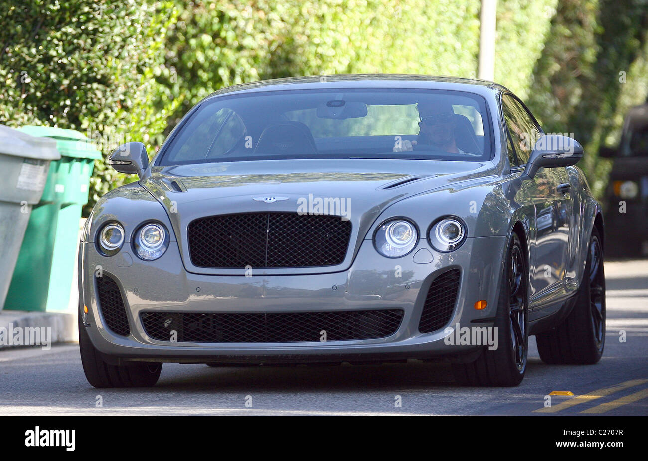 David Beckham shows off his new silver Bentley car in Beverly Hills Los ...