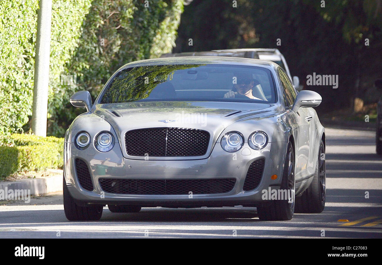 David Beckham shows off his new silver Bentley car in Beverly Hills Los ...