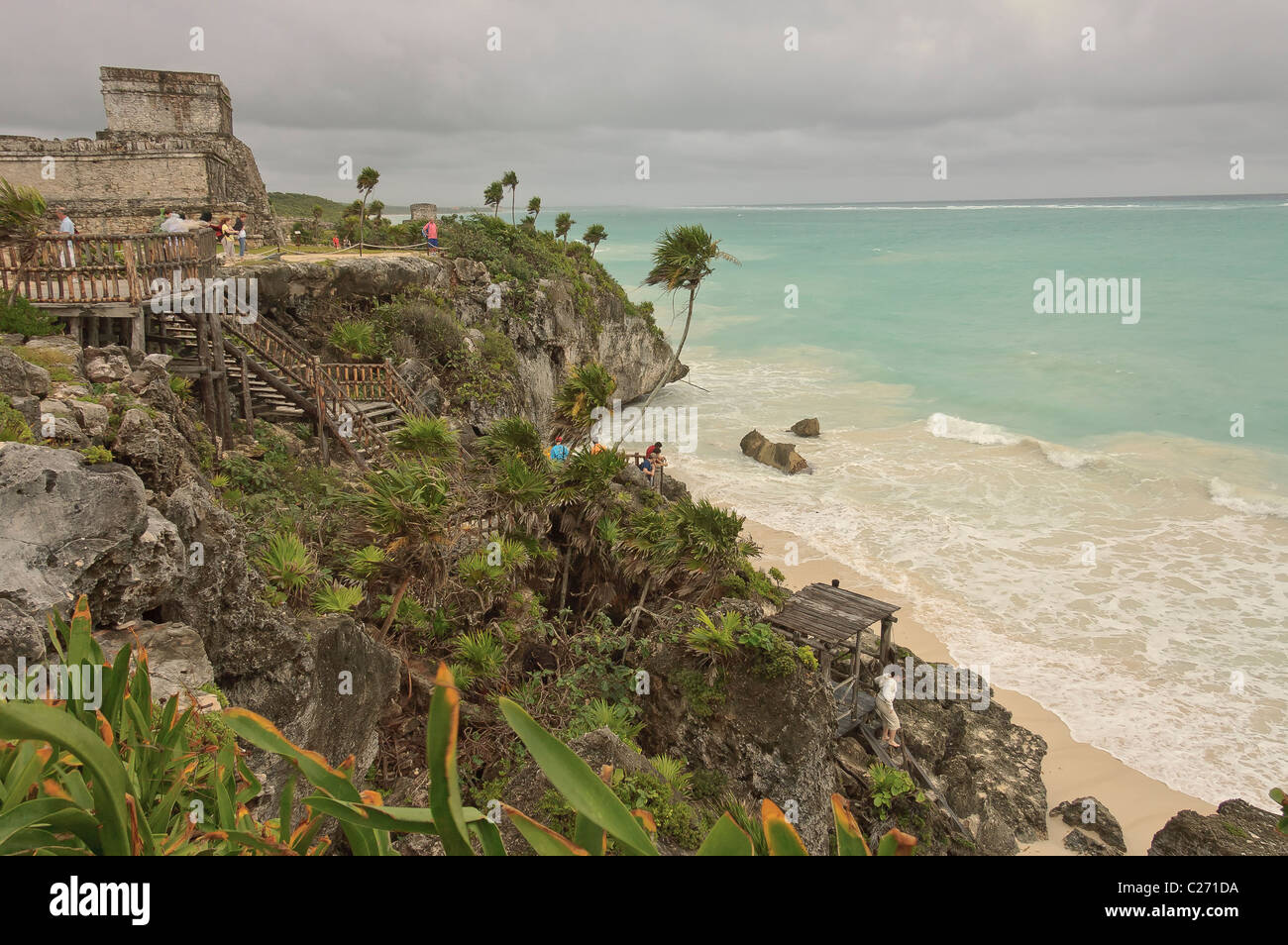 Temple of the wind in Tulum, overlooking the Caribbean sea, Mayan ...