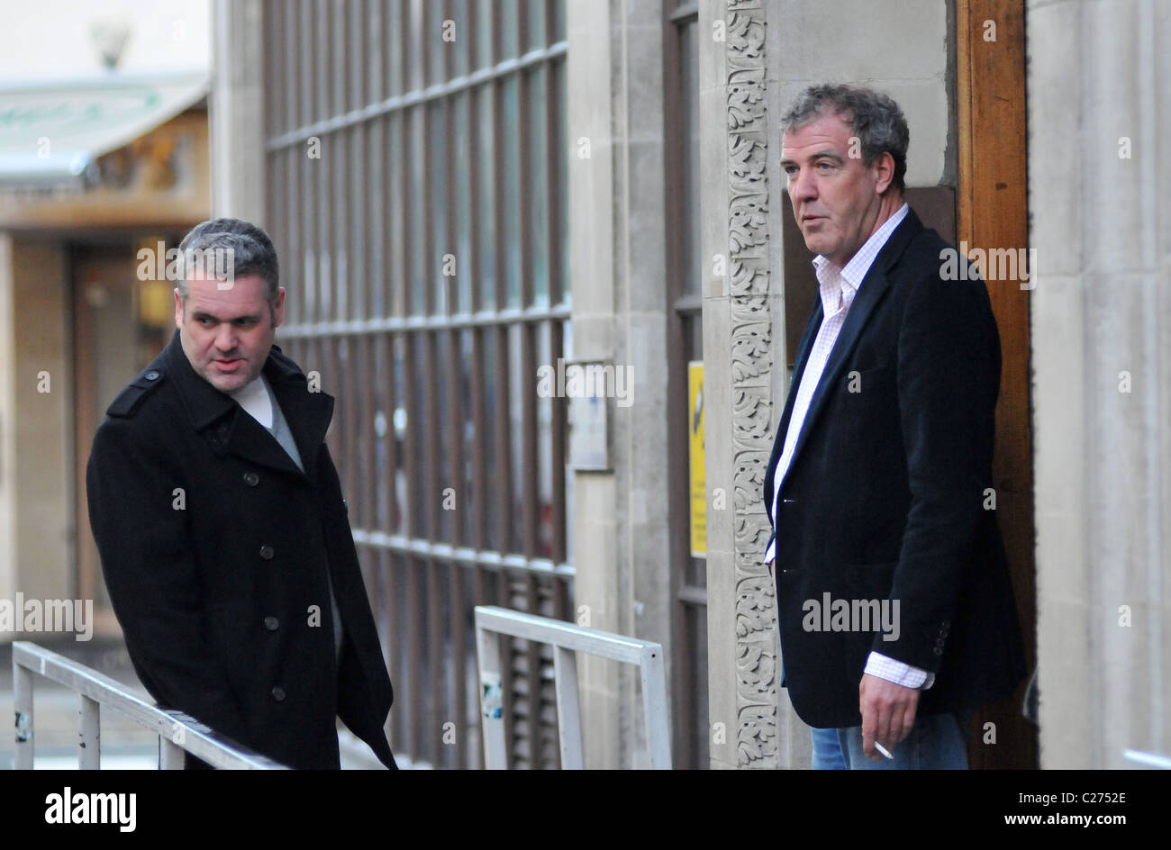 Jeremy Clarkson and Chris Moyles outside the BBC Radio 1 studios London ...