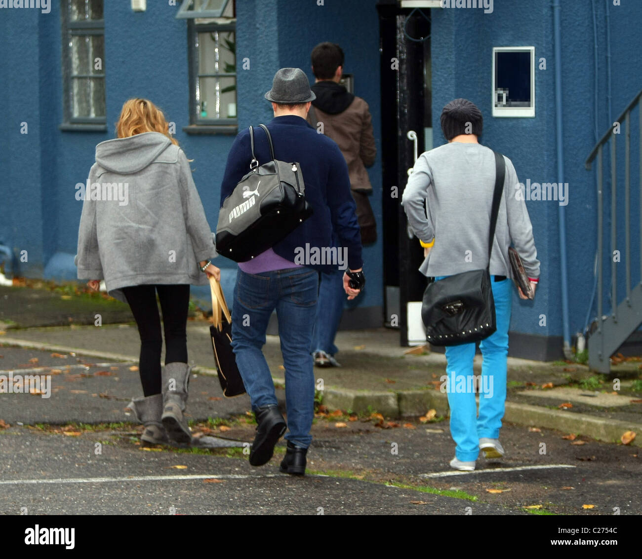 Stacey Solomon, Olly Murs and Lloyd Daniels arrive at a rehearsal ...