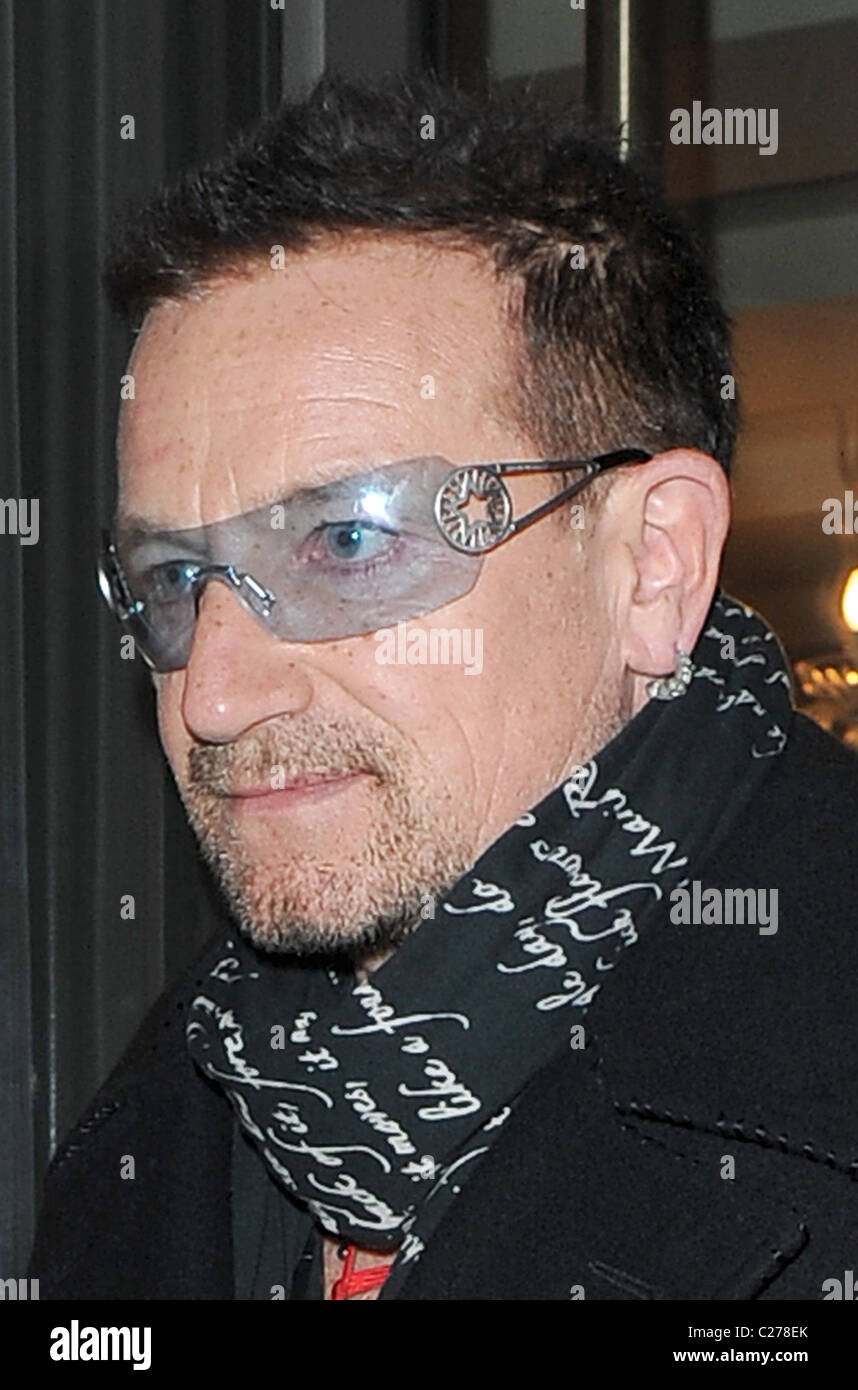 U2 frontman Bono, leaving Cipriani restaurant, having spent 3 hours ...