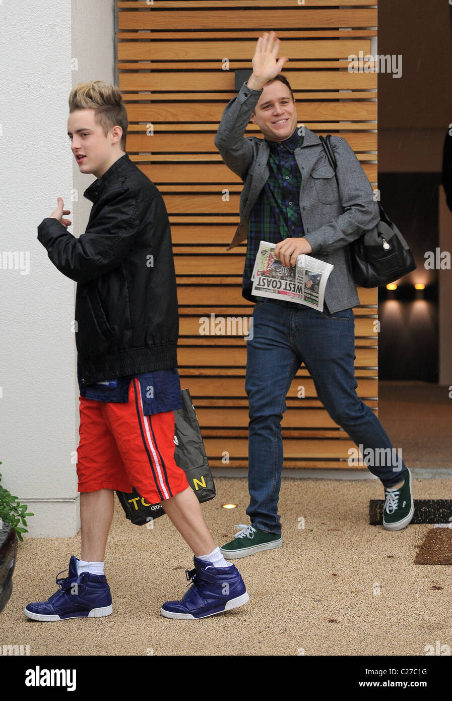 X Factor finalists Edward Grimes and Olly Murs leaving The X Factor ...