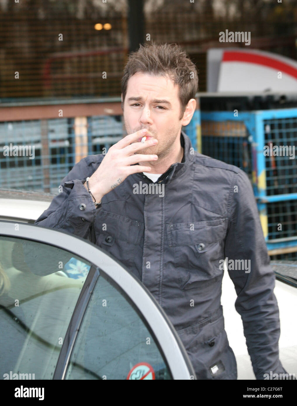 Danny Dyer smoking Celebrities outside the ITV television studios ...