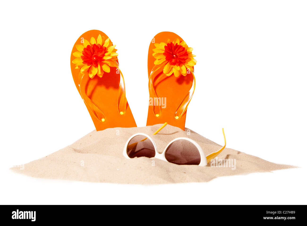 orange flip-flops isolated on a white background Stock Photo - Alamy